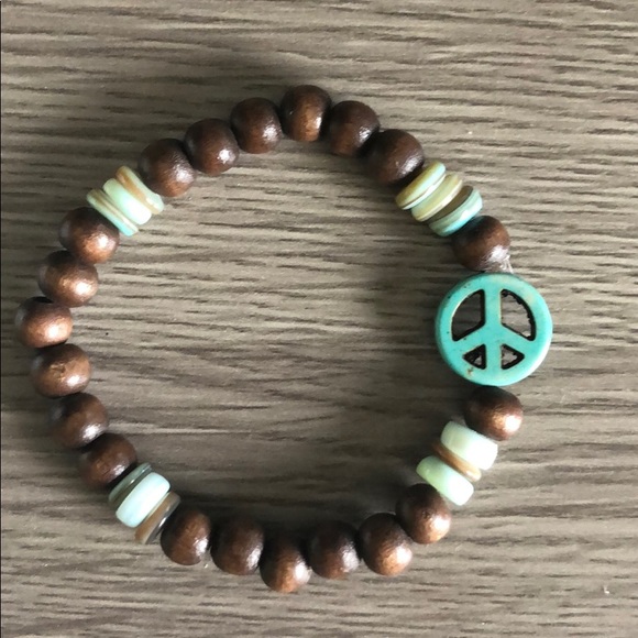 Jewelry | Peace Sign Wooden Bead Bracelets Vsco Girl | Poshmark
